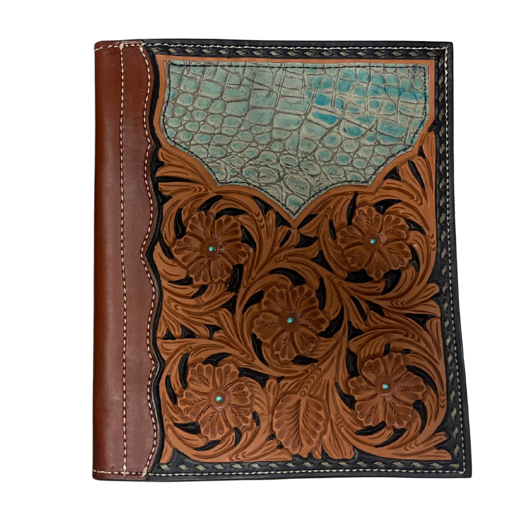 #43 Turquoise Gator Large Portfolio – Alamo Saddlery