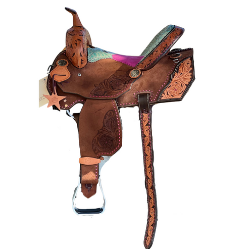 Pink & Turquoise Gator Daisy Barrel – Alamo Saddlery