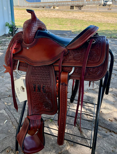 7/8 Combo Tooled Trail Saddle – Alamo Saddlery
